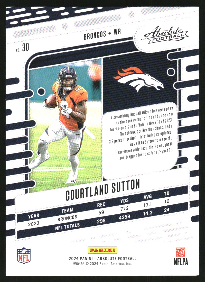 2024 Absolute #30 Courtland Sutton - Nm-mt