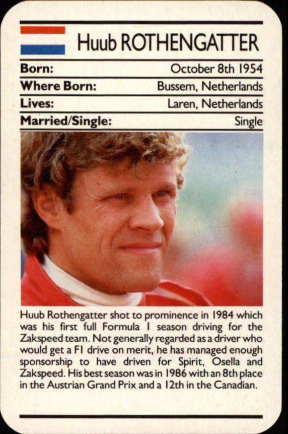 1987 Ace Formula One #27 Huub Rothengatter - NM-MT