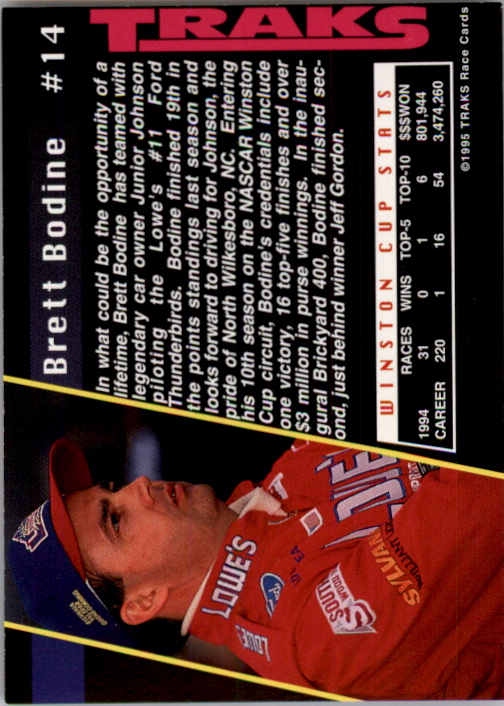 1995 Traks First Run #14 Brett Bodine - NM-MT