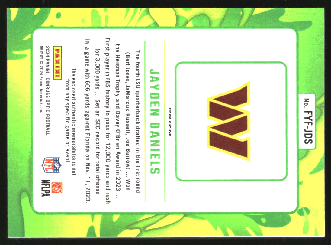 2024 Donruss Optic First Year Fresh Jerseys Blue Hyper #17 Jayden ...