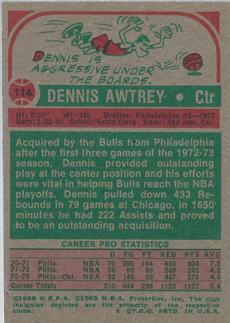 1973-74 Topps #114 Dennis Awtrey - VG