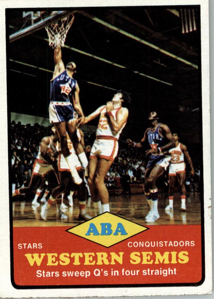 1973-74 Topps #203 ABA Western Semis/Stars sweep Q's in Four Straight ...