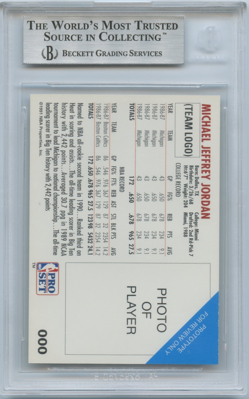 1991-92 Pro Set Prototypes #4 Michael Jordan - BGS 9 MINT - Mint (9)