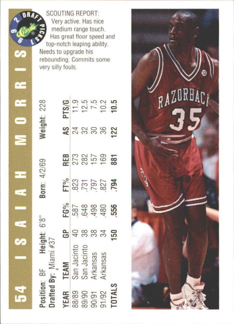 1992 Classic Gold #54 Isaiah Morris - NM-MT