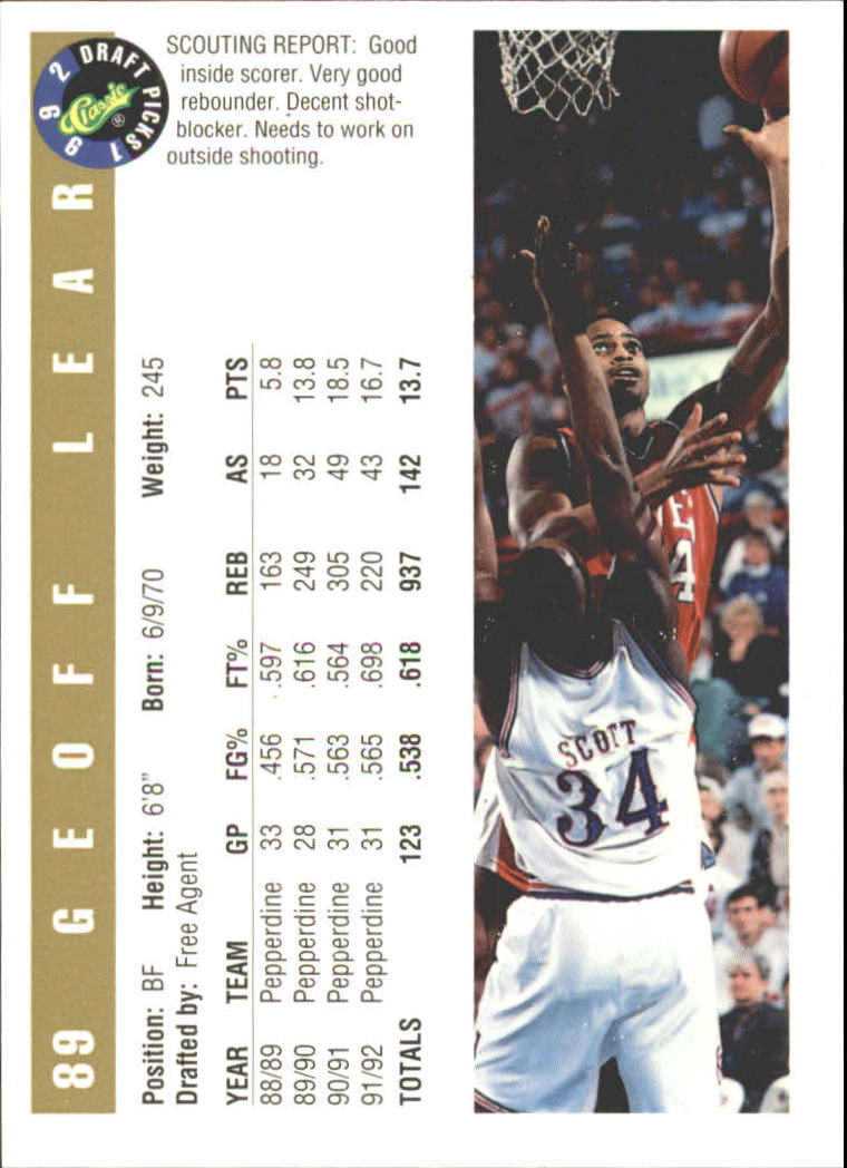 1992 Classic Gold #89 Geoff Lear - NM-MT