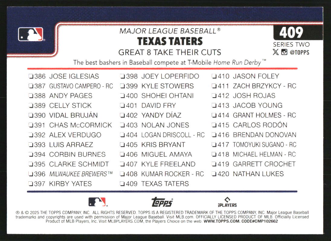 2025 Topps #409 Texas Taters/Alec Bohm/Teoscar Hernandez/Jose Ramirez ...