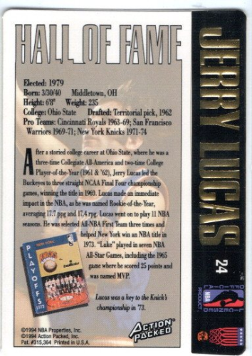 1995 Action Packed Hall of Fame Autographs #24 Jerry Lucas ...