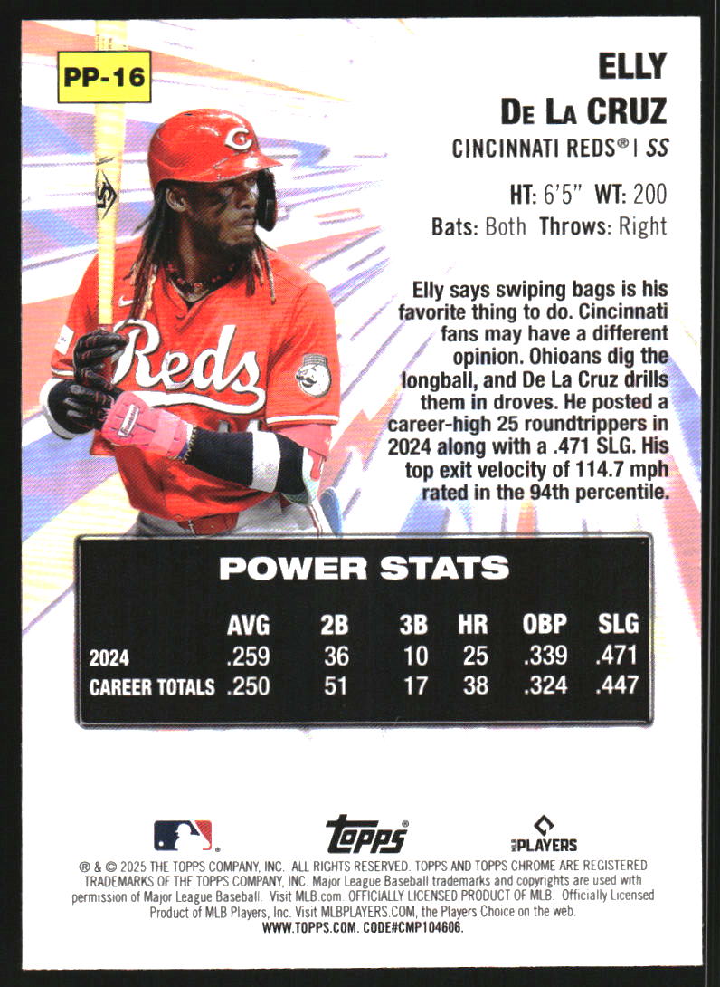 2025 Topps Chrome Power Players #PP16 Elly De La Cruz - NM-MT - Burbank Sportscards | Beckett ...