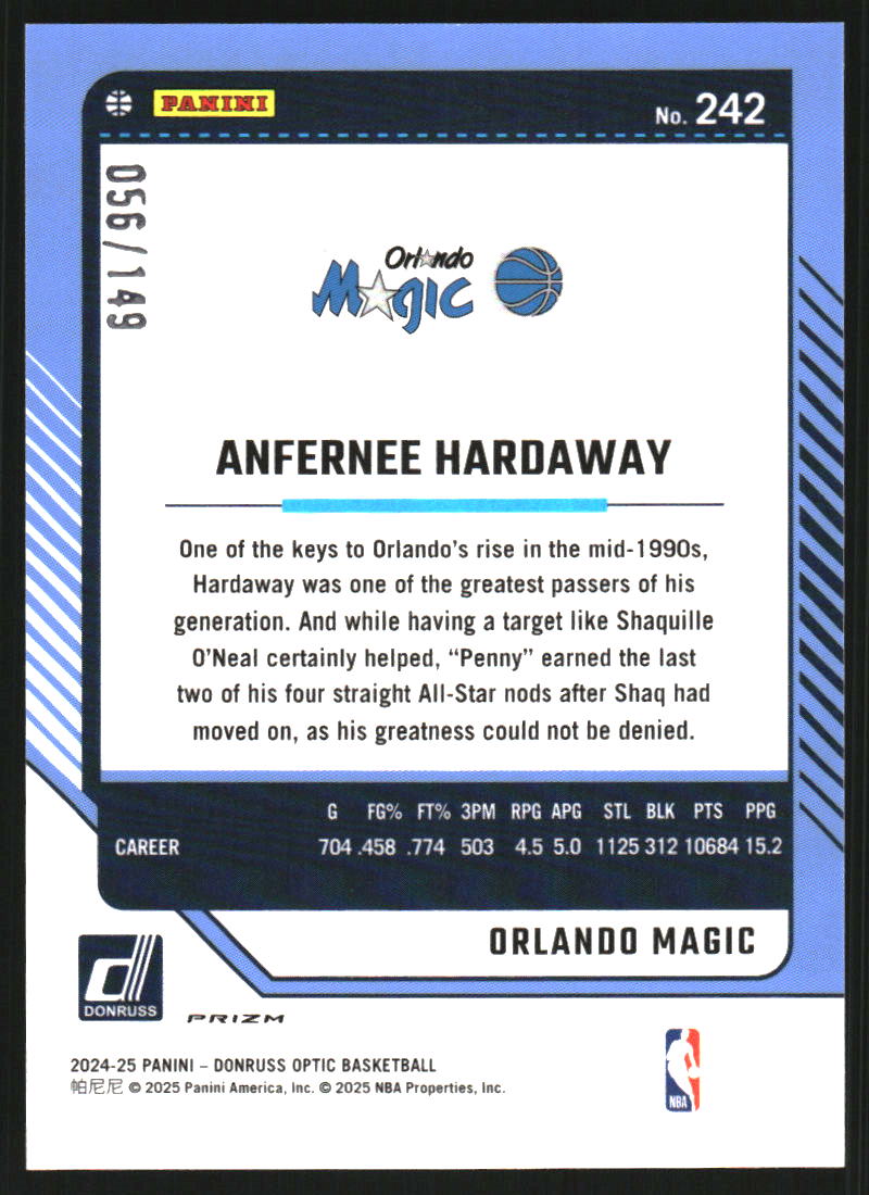 2024-25 Donruss Optic Red Seismic #242 Anfernee Hardaway LGD - NM-MT