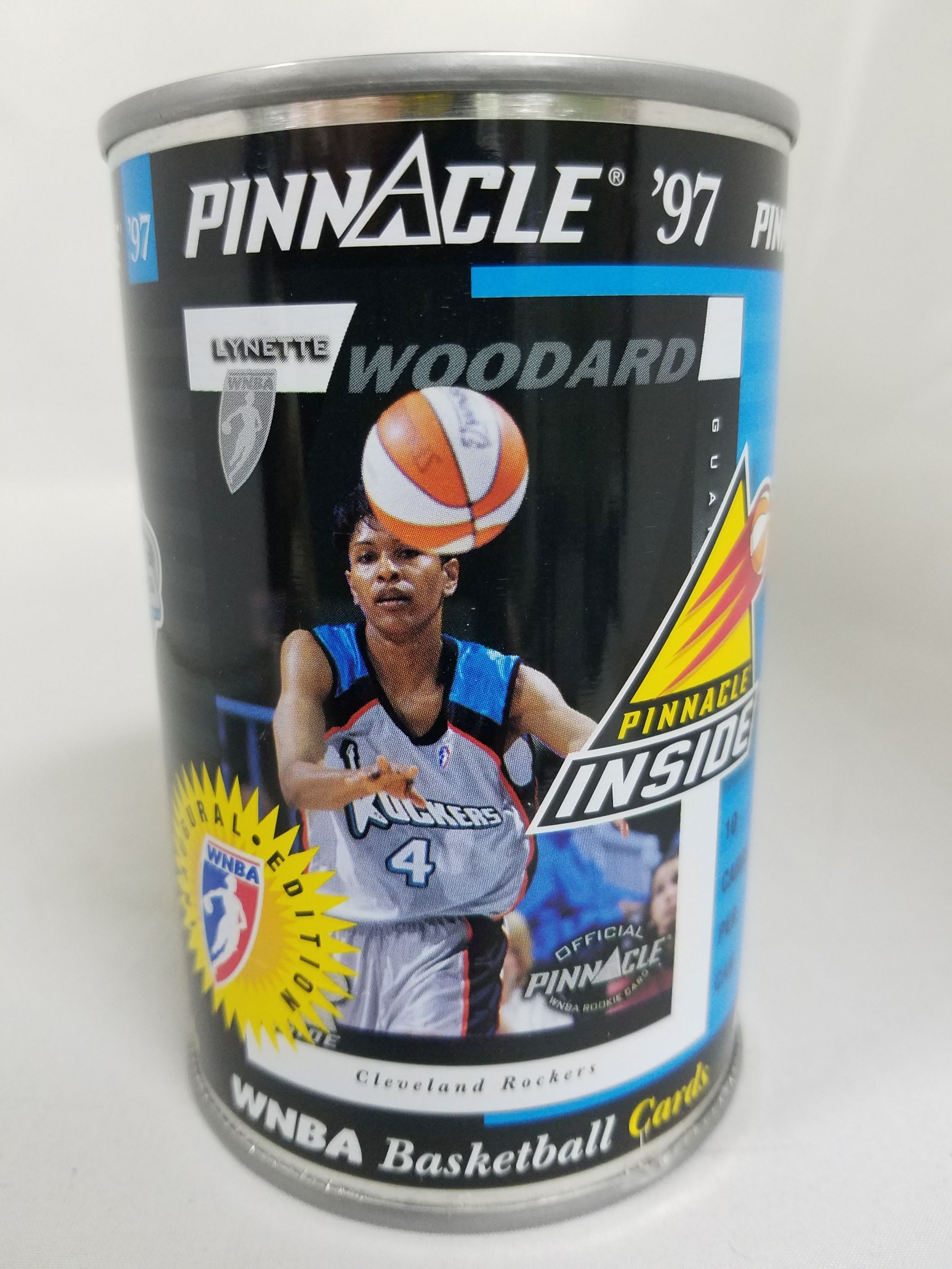 1997 Pinnacle Inside WNBA Cans #3 Lynette Woodard - . Opened, empty can ...