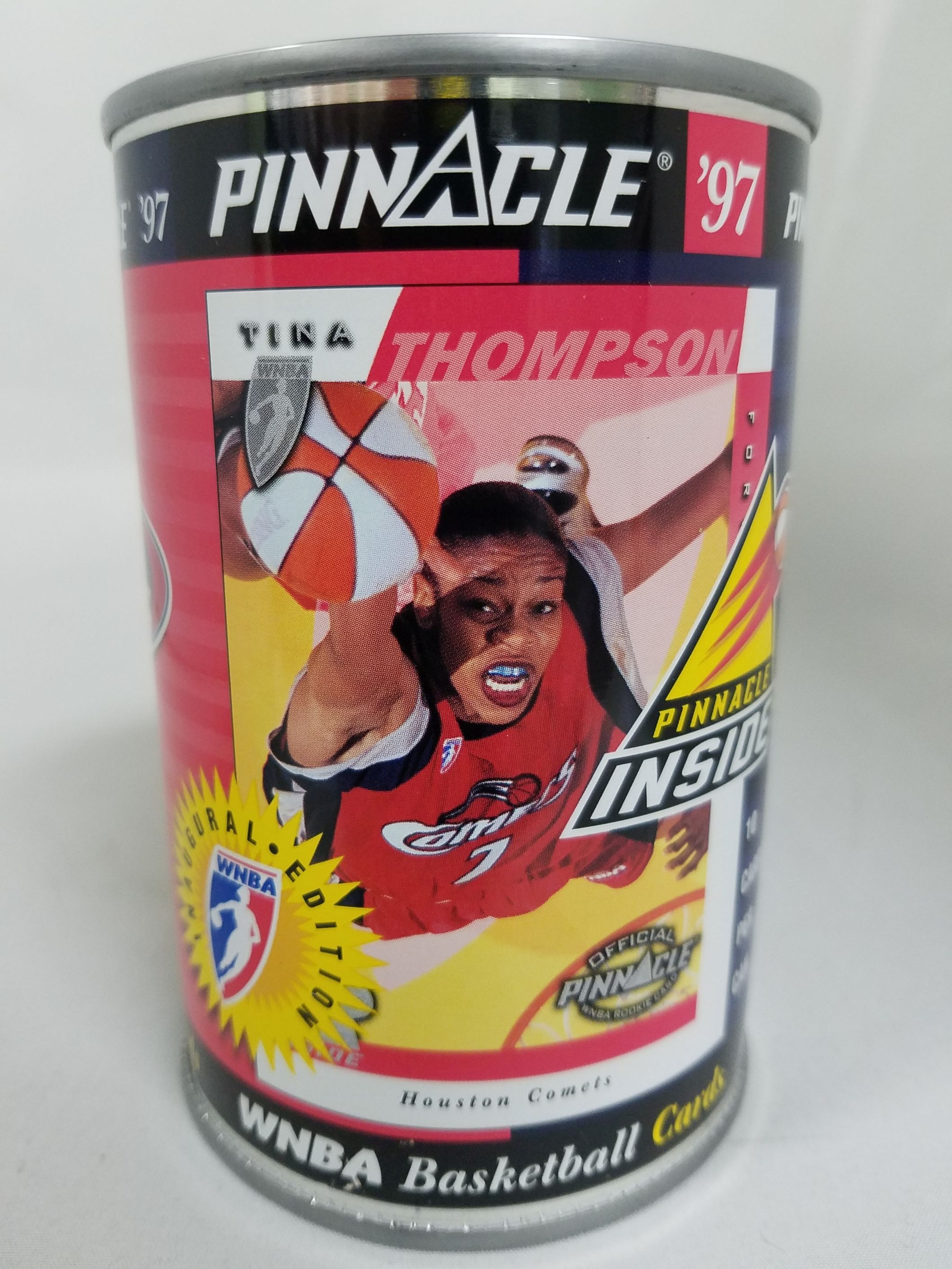 1997 Pinnacle Inside WNBA Cans #6 Tina Thompson - . Opened, empty can ...