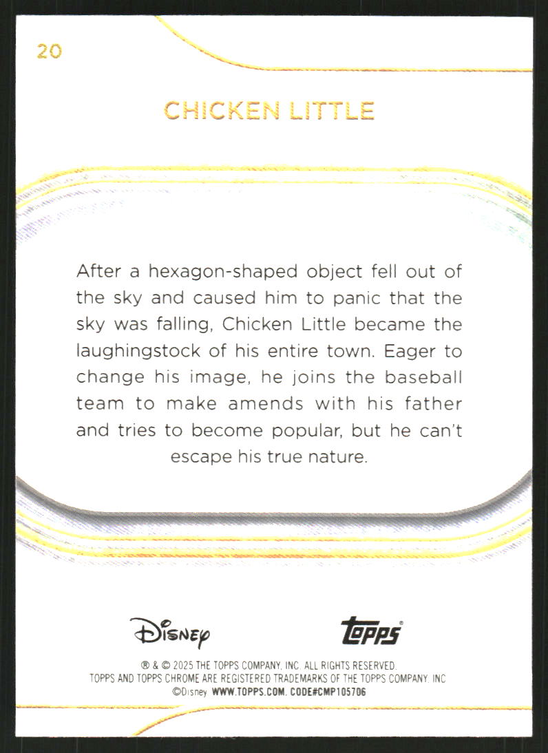 2025 Topps Chrome Disney Teal Refractors #20 Chicken Little - NM-MT