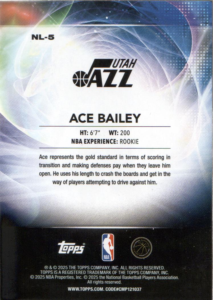 2025-26 Topps No Limit #NL5 Ace Bailey - NM-MT - GamesandCards.com ...