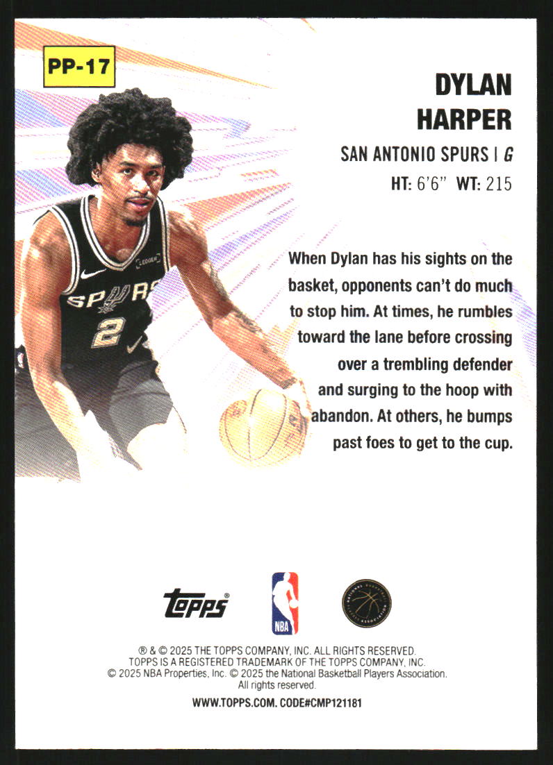 2025-26 Topps Power Players #PP17 Dylan Harper - NM-MT - Burbank ...