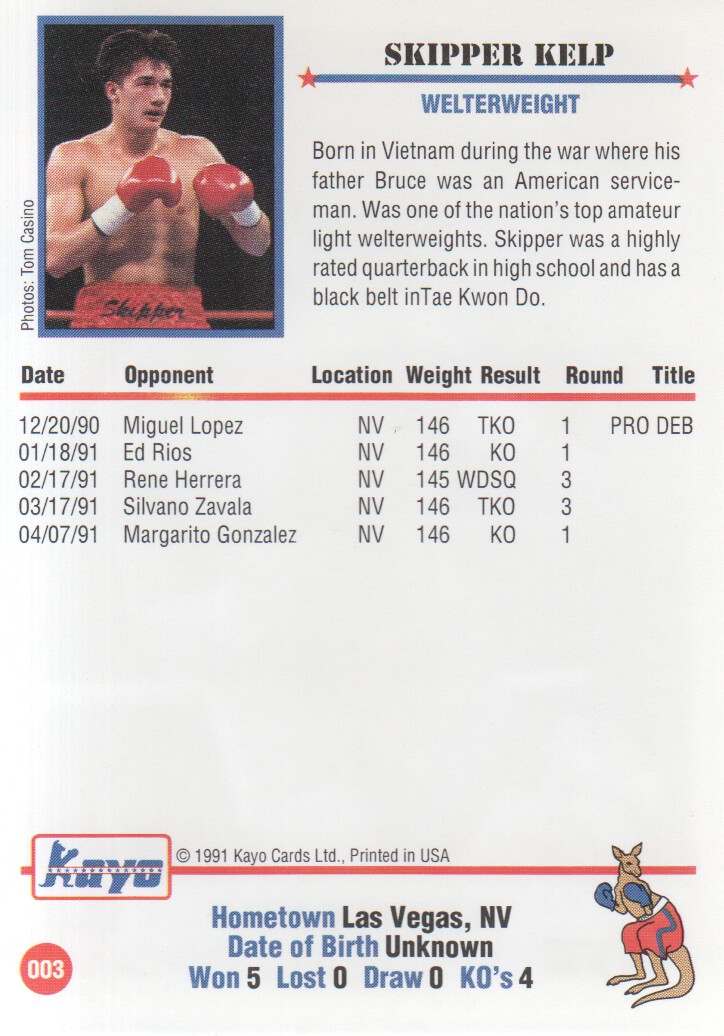 1991 Kayo #3 Skipper Kelp - NM-MT - GamesandCards.com | Beckett Marketplace