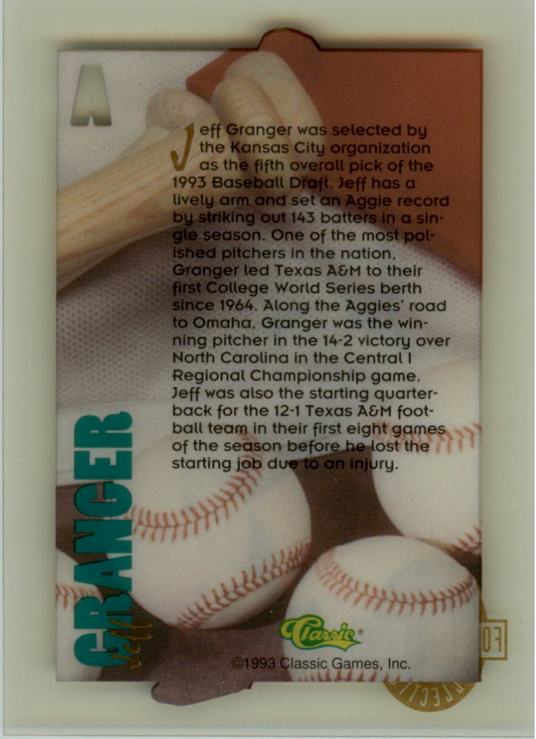 1993 Classic Four Sport Acetates #10 Jeff Granger - NM-MT - Triple Play ...
