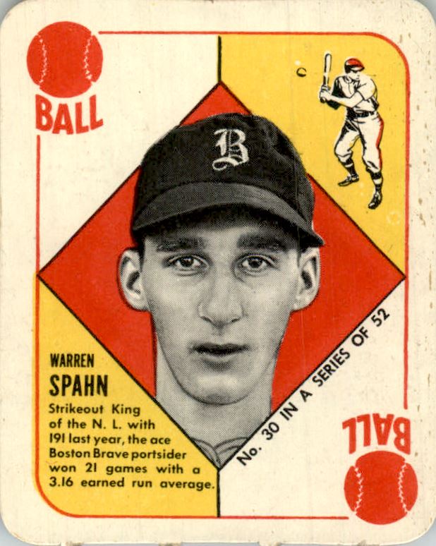 1951 Topps Red Backs #30 Warren Spahn - EX-MT