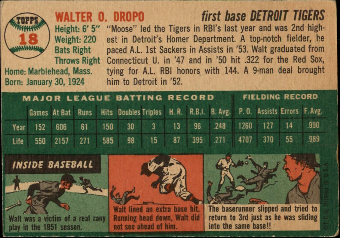 1954 Topps #18 Walt Dropo - EX