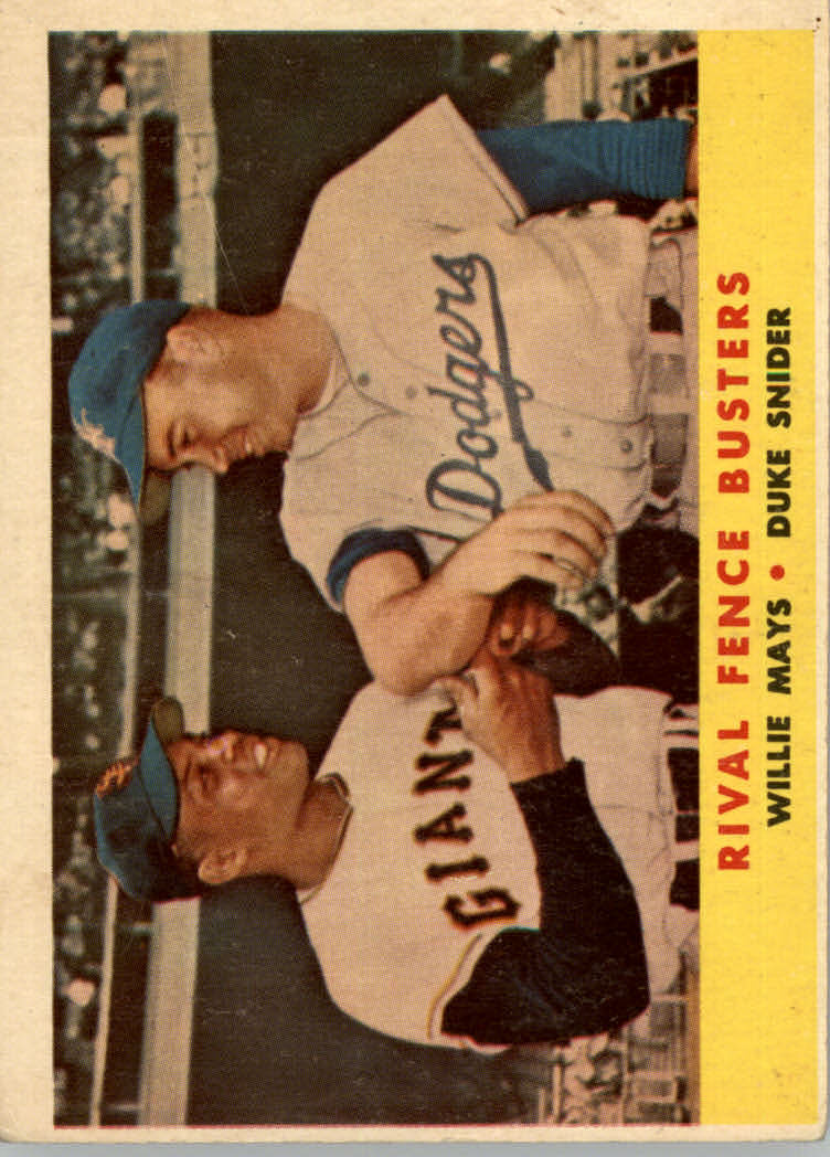 1958 Topps #436 Rival Fence Busters/Willie Mays/Duke Snider - VG-EX