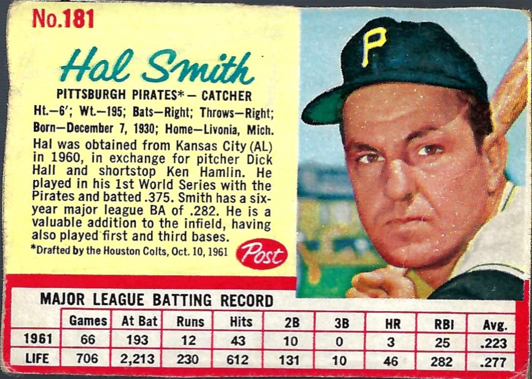 1962 Post #181 Hal Smith - EX