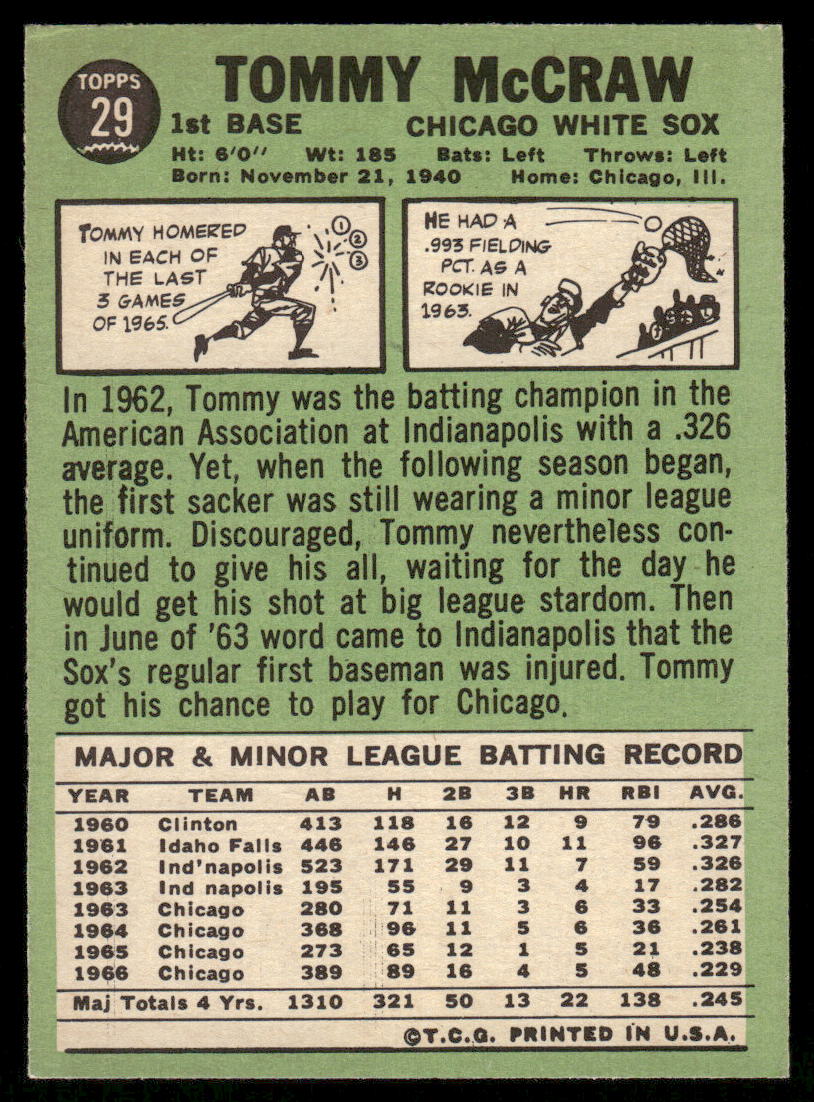 1967 Topps #29 Tom McCraw - EX
