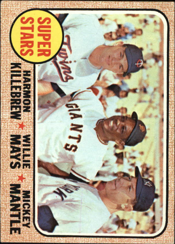 1968 Topps #490 Super Stars/Harmon Killebrew/Willie Mays/Mickey Mantle - EX
