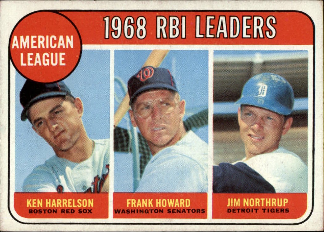 1969 Topps #3 AL RBI Leaders/Ken Harrelson/Frank Howard/Jim Northrup - EX