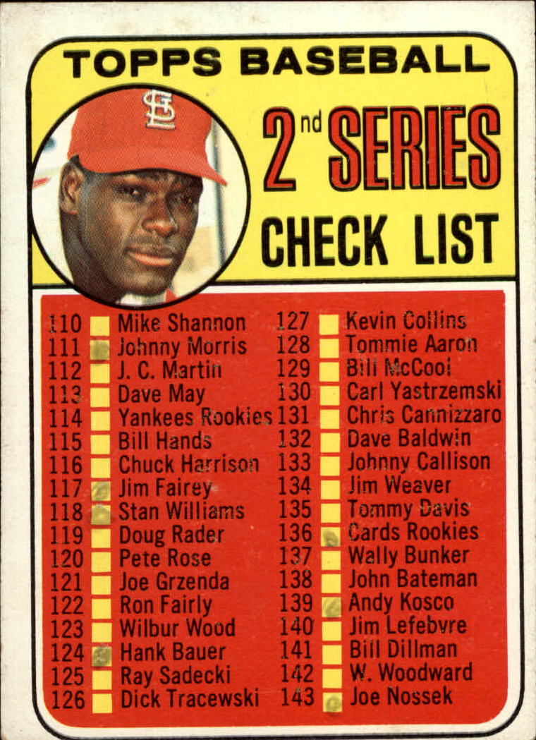 1969 Topps #107A Checklist 2 ERR/Bob Gibson/161 Jim Purdin - POOR