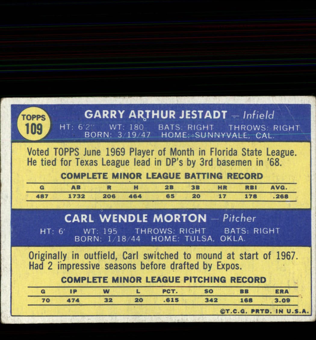 1970 Topps #109 Rookie Stars/Garry Jestadt RC/Carl Morton - VG