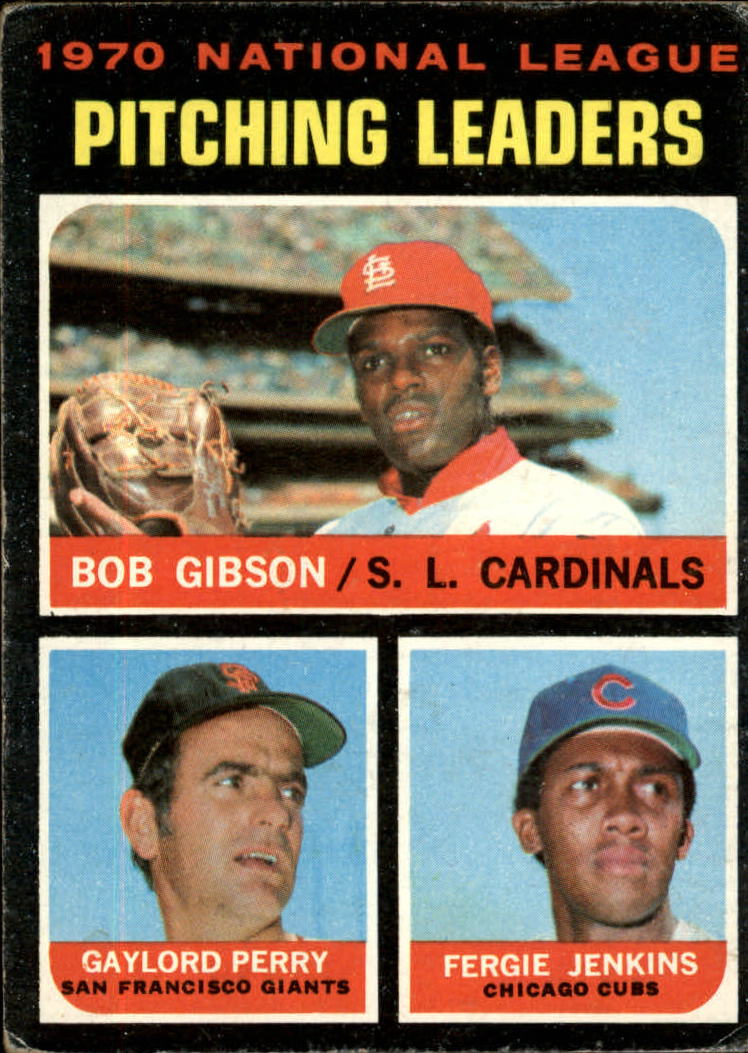 1971 Topps #70 NL Pitching Leaders/Bob Gibson/Gaylord Perry/Fergie ...