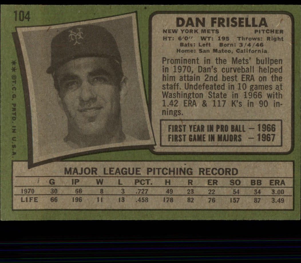 1971 Topps #104 Dan Frisella - EX