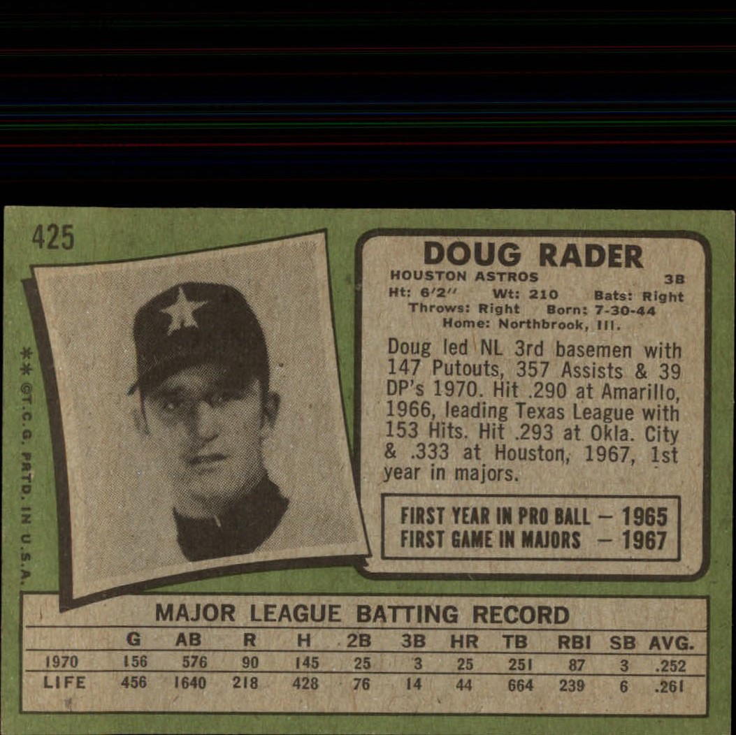 1971 Topps #425 Doug Rader - EX-MT
