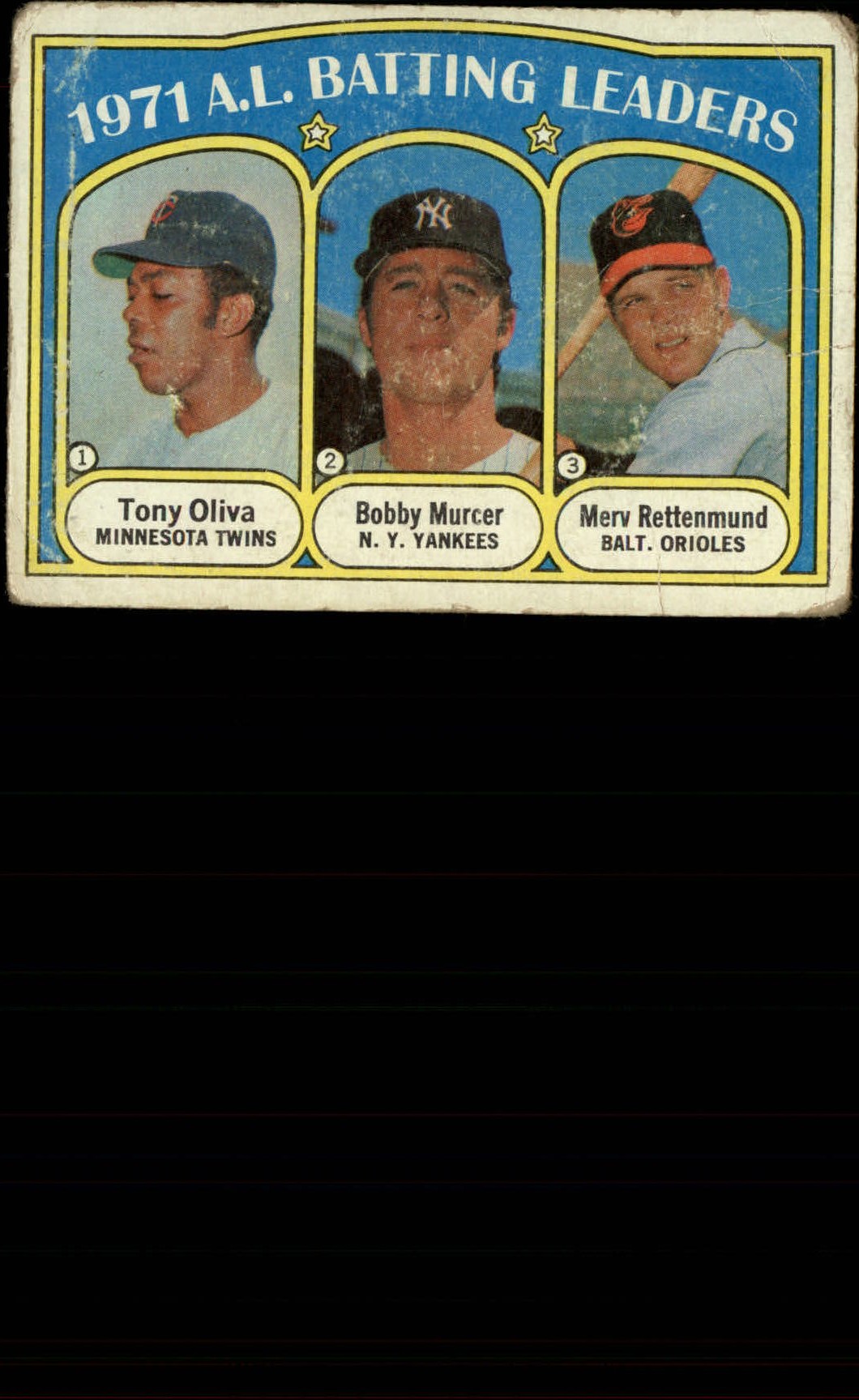 1972 Topps #86 AL Batting Leaders/Tony Oliva/Bobby Murcer/Merv ...