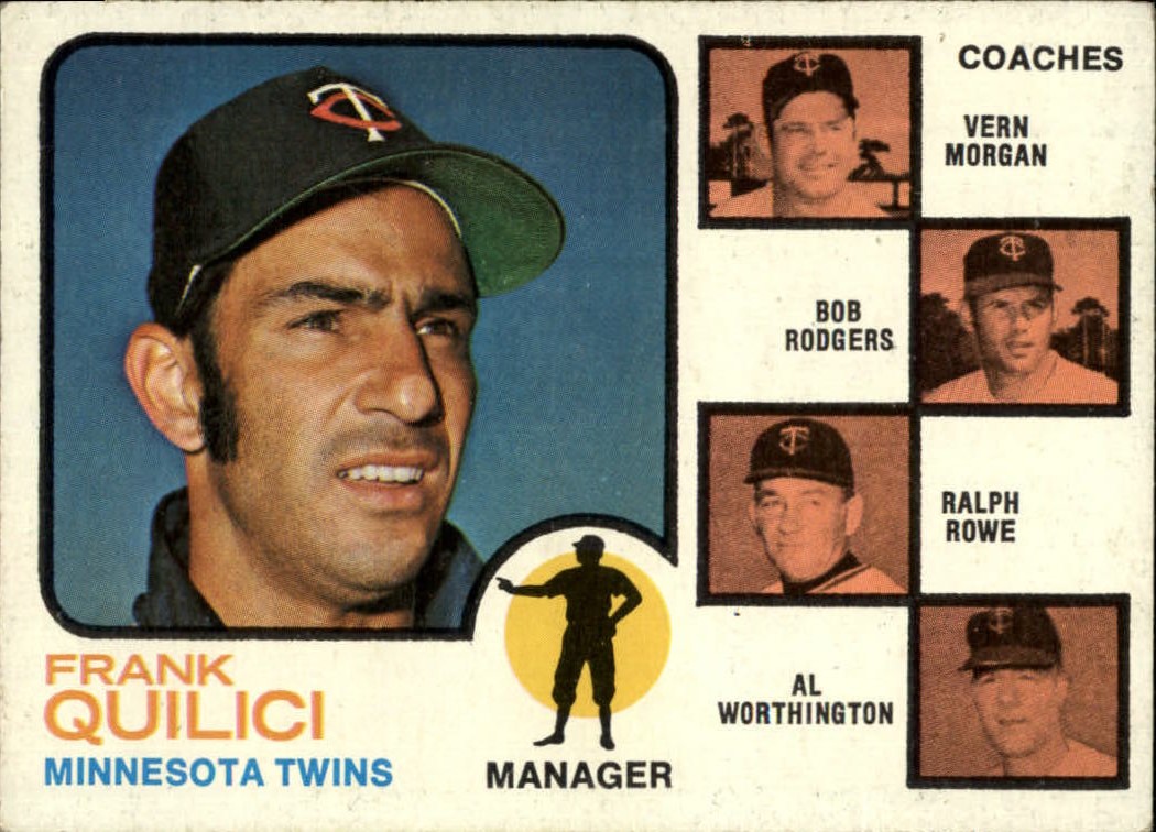 1973 Topps #49B Frank Quilici MG/Vern Morgan CO/Bob Rodgers CO/Ralph ...