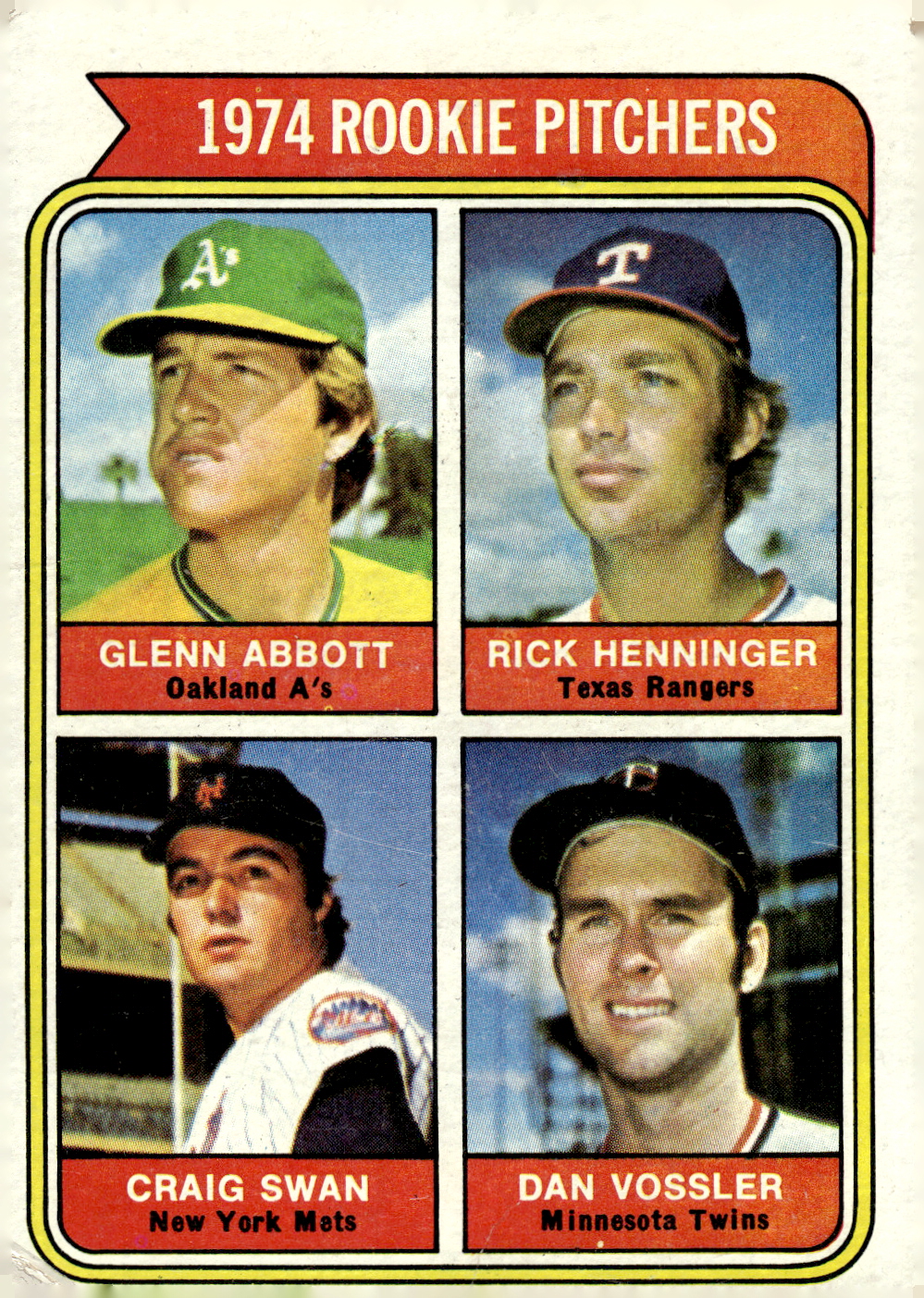 1974 Topps #602 Rookie Pitchers/Glen Abbott RC/Rick Henninger RC/Craig ...