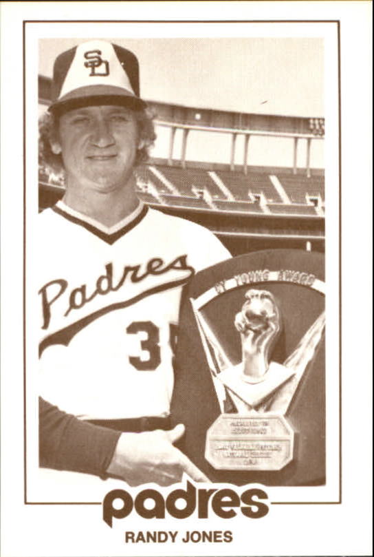 1977 Padres Schedule Cards #30B Randy Jones/Holding Cy Young Award - NM