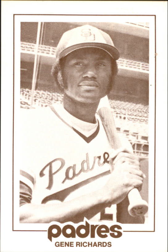 1977 Padres Schedule Cards #46A Gene Richards/Shown chest up/stands in ...