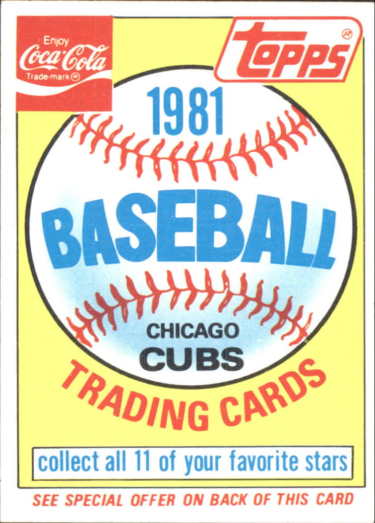 1981 Coke Team Sets #24 Cubs Ad Card/(Unnumbered) - NM-MT