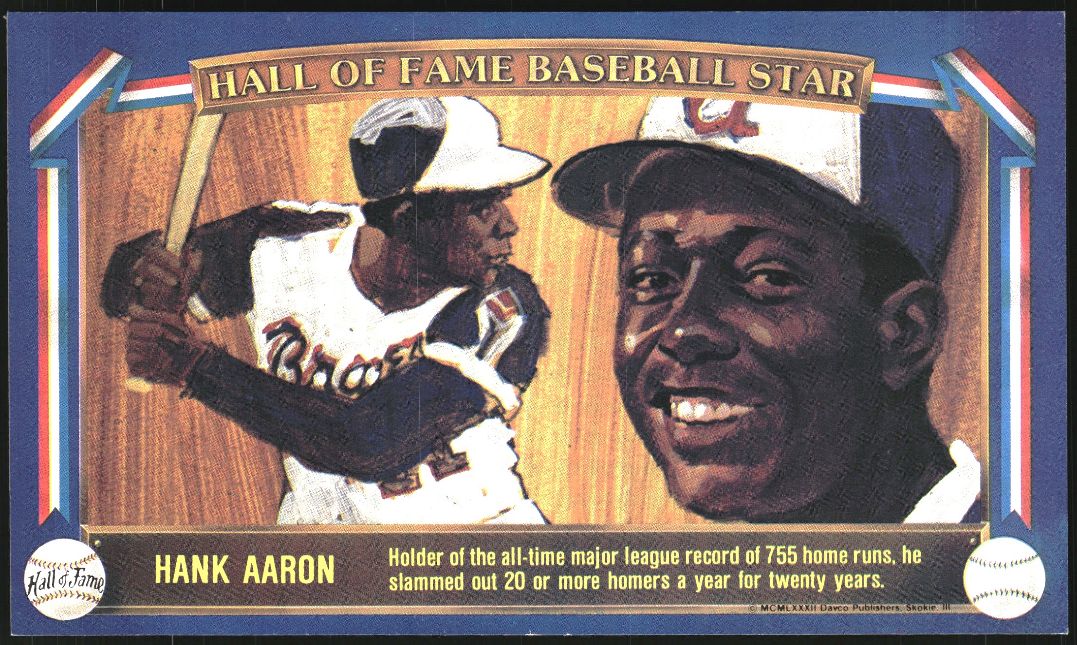 1982 Davco Hall of Fame Boxes #1 Hank Aaron - . Oversized. - NM-MT