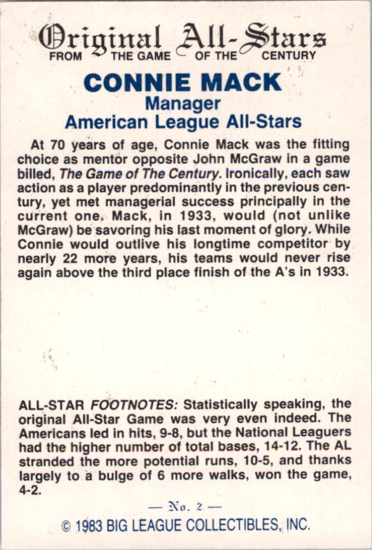 1983 Big League Collectibles Original All-Stars #2 Connie Mack MG - NM-MT