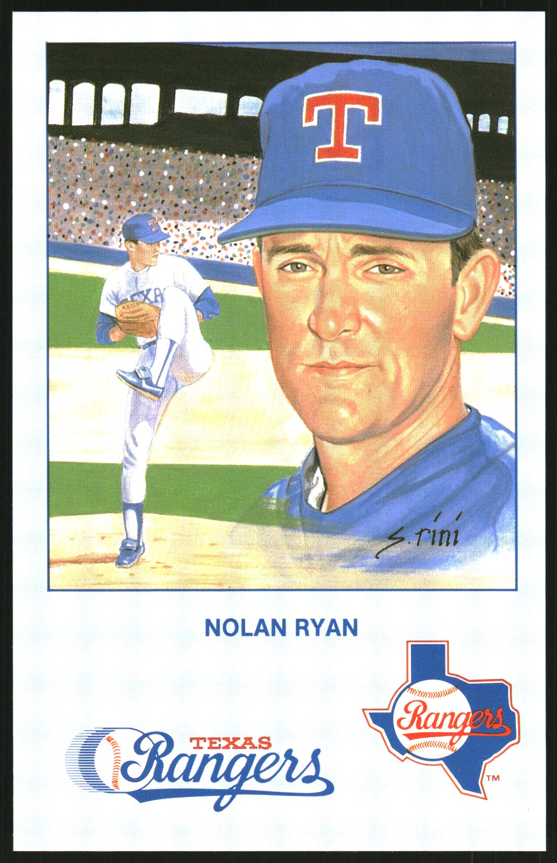 1990 Rini Postcards Ryan 1 #2 Nolan Ryan/(Portrait on the right ...