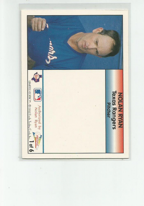 1992 Pacific Ryan Limited #1 Nolan Ryan/(Pitching& side view&/limited edition - B55 - NM-MT