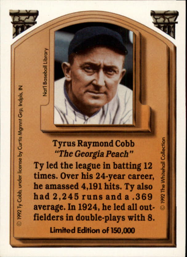 1992 Whitehall Legends to Life #1 Ty Cobb - NM-MT