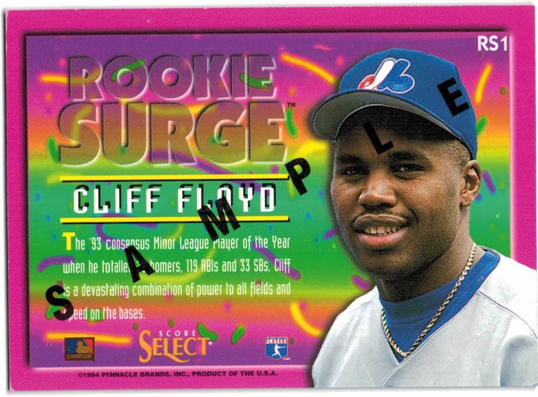 1994 Select Samples #RS1 Cliff Floyd/Rookie Surge '94 - NM-MT - The ...