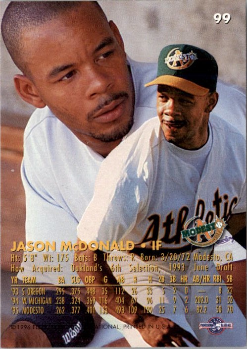 1996 Excel #99 Jason McDonald - NM-MT