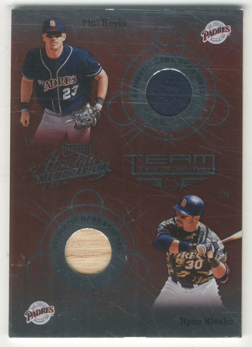 2002 Absolute Memorabilia Team Tandems Materials #TT25 Ryan Klesko Bat ...