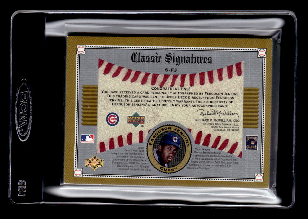 2002 Sweet Spot Classics Signatures #SFJ Fergie Jenkins - NM-MT - Jim ... 2002 Sweet Spot Classics Signatures #SFJ Fergie Jenkins - NM-MT - Jim ...