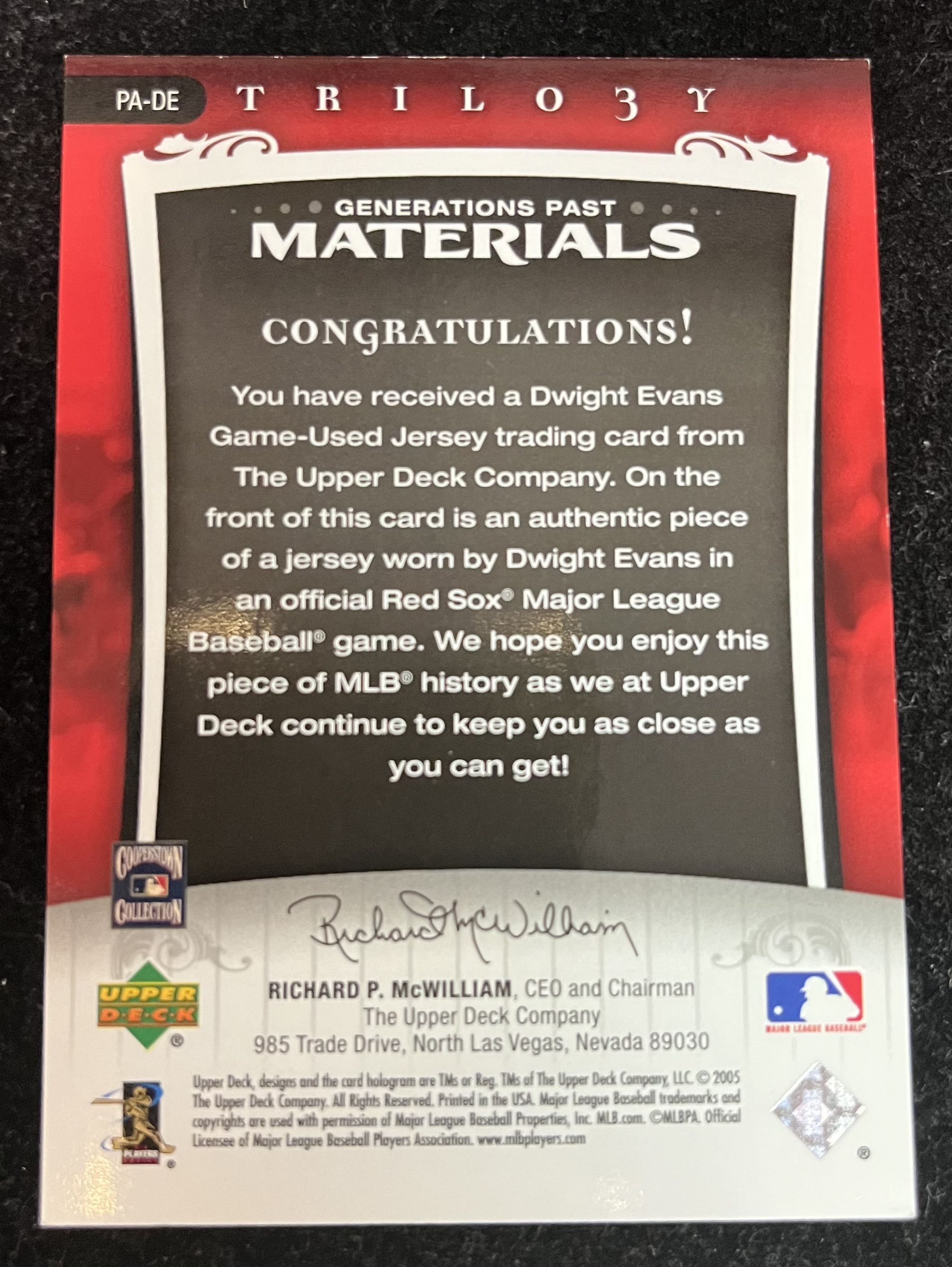 2005 Upper Deck Trilogy Generations Past Materials Silver #DE Dwight ...