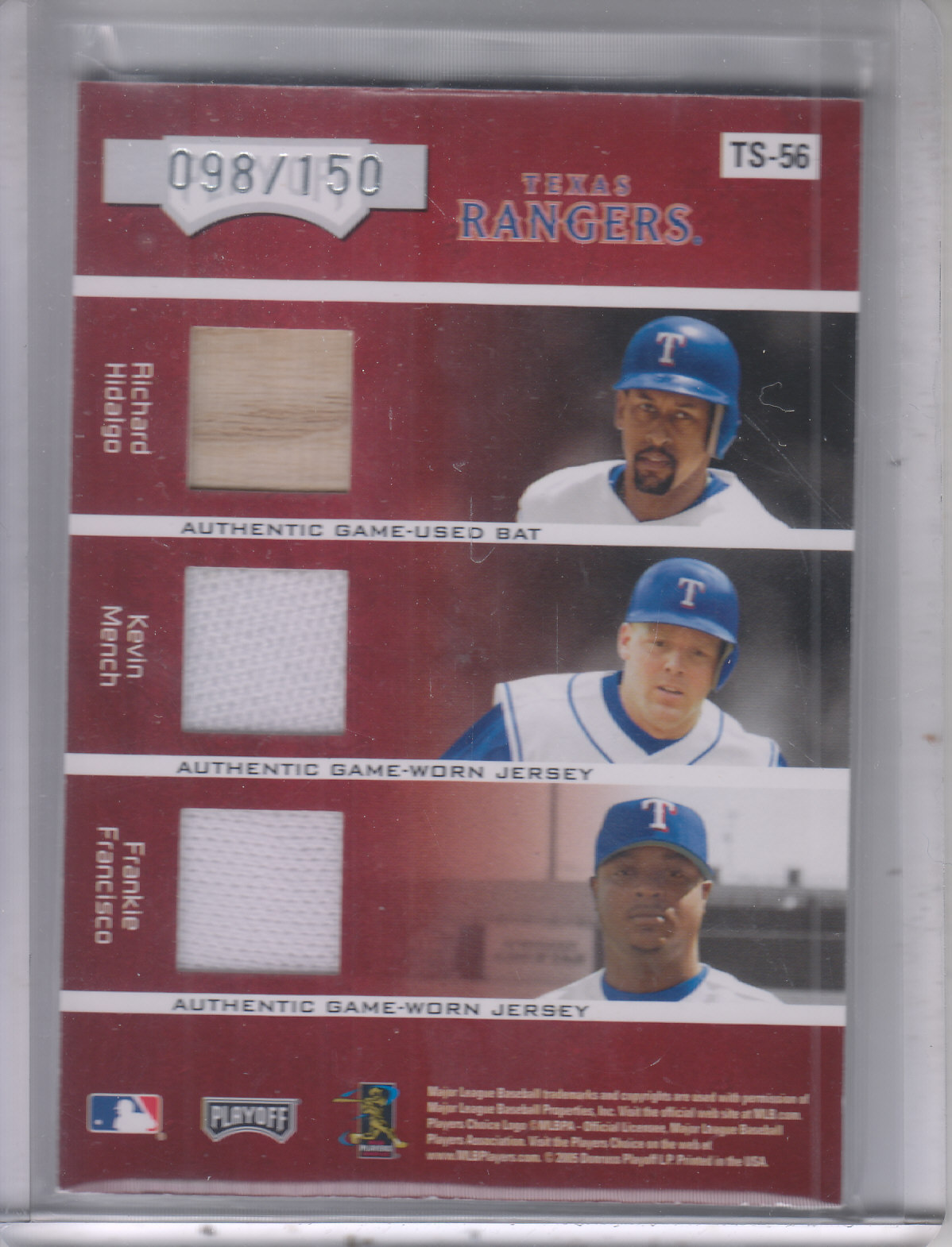 2005 Absolute Memorabilia Team Six Swatch Single #TS56 Texas Rangers ...