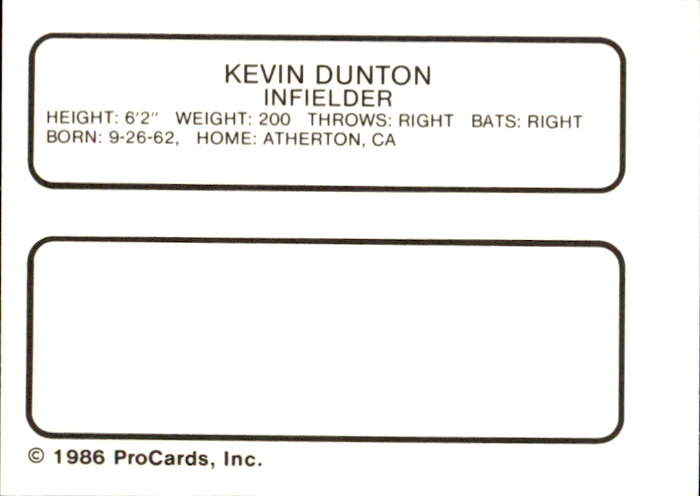 1986 West Palm Beach Expos ProCards #14 Kevin Dunton - NM